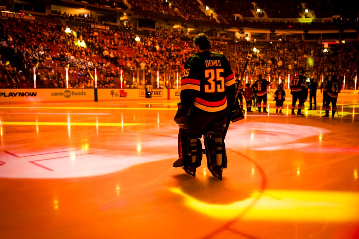 Scenes from morning skate: Demko starts for Cootes’ NHL debut in ...